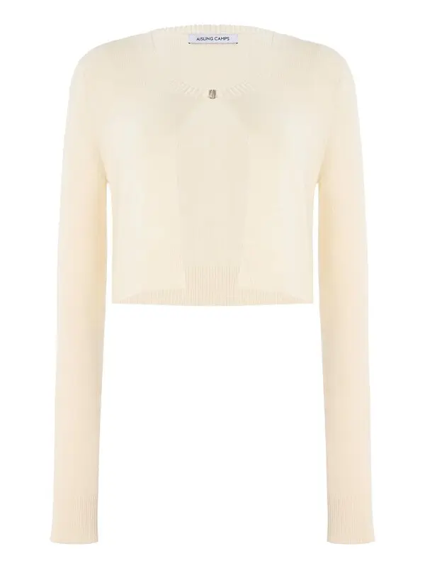 AISLING CAMPS Cropped Wool-blend Cardigan - Ivory