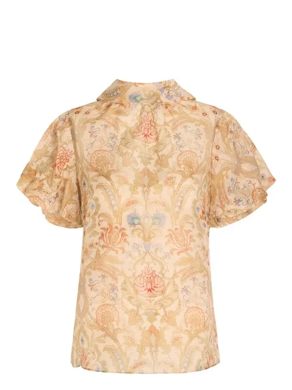 Zimmermann Valiant Bubble Printed Linen And Silk-blend Blouse - Multicoloured