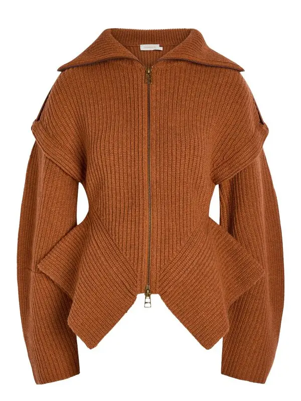 Zimmermann Valiant Sculpted Wool-blend Cardigan - Rust