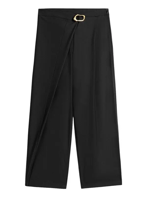 NOCTURNE Asymmetric Buckle Detail Tailored Trousers - Black