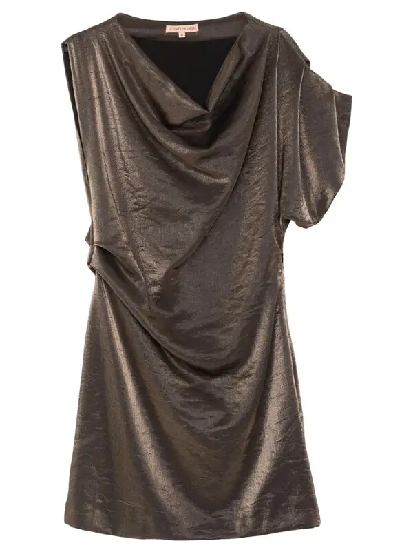 Dolores Promesas Draped Metallic Dress - Silver