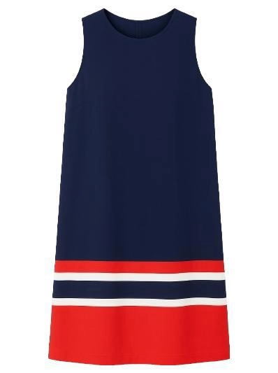 CONQUISTA Sleeveless Dress With Multicolour Panel Detail - Blue