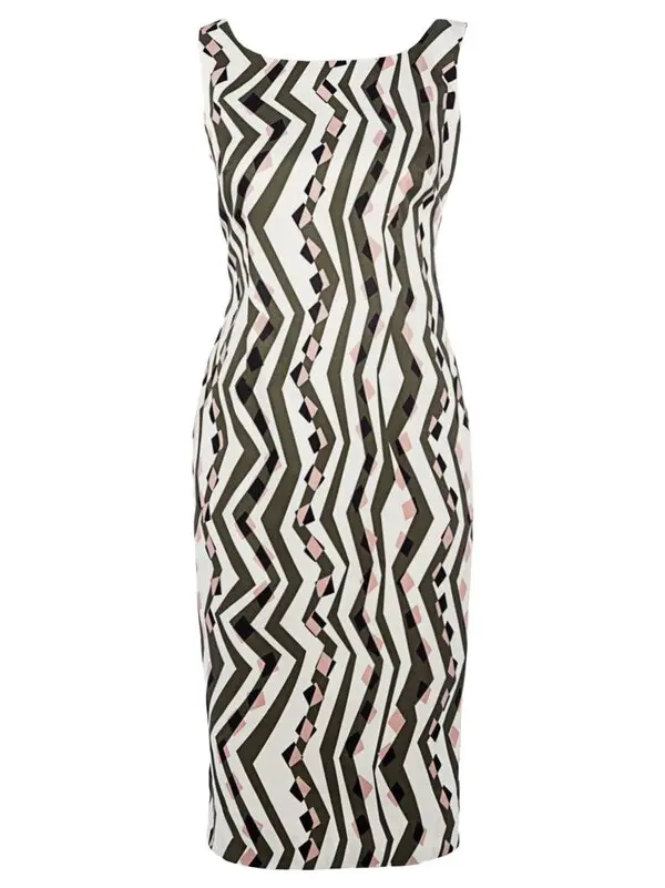 CONQUISTA Straight Print Dress Fashion - Green