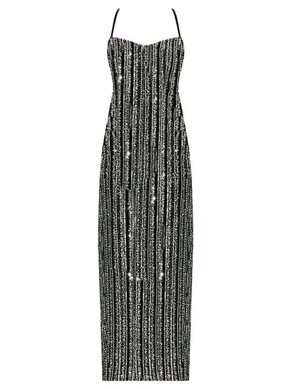 NUR KARAATA Black / Silver Alcazar Dress - Black/silver