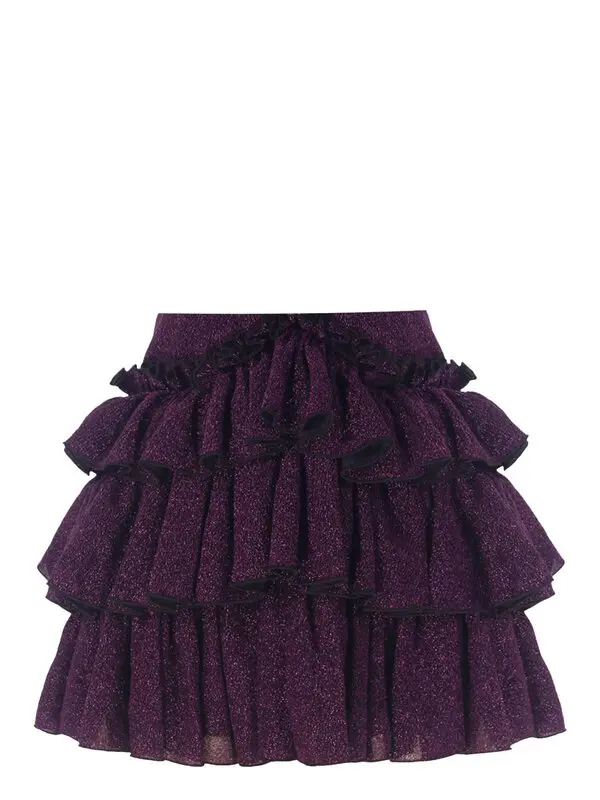 NUR KARAATA Tiered Ruffle Mini Skirt - Purple