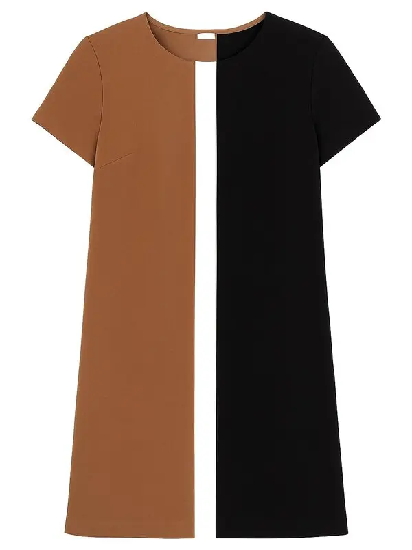 CONQUISTA Straight Short Sleeve Dress - Brown