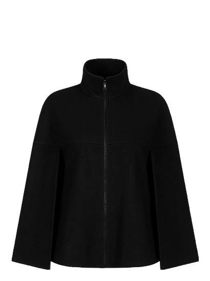 CONQUISTA Woven Fabric Winter Cape - Black