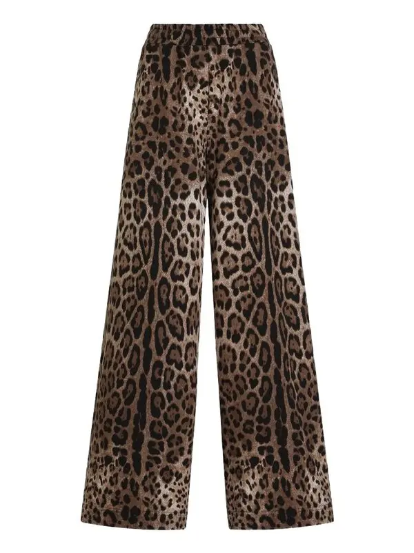Dolce & Gabbana Leopard Print Cotton Trousers - Multi