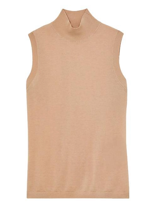 REISS Evelyn Funnel-neck Wool Vest - Camel