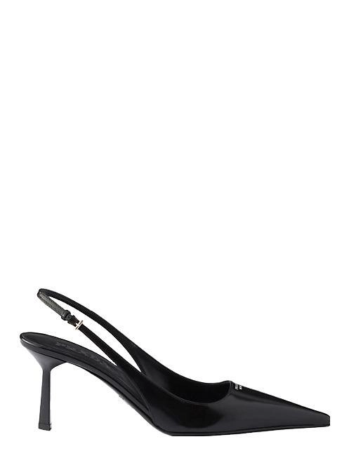 Prada Brushed Leather Slingback Heeled Courts - Black