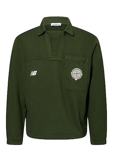 Stone Island X New Balance Drill Brand-patch Cotton Polo Sweatshirt - Juniper