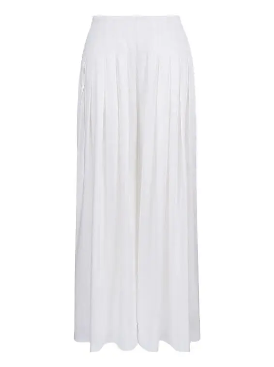 House Of Cb Alina Pleated Wide-leg Sateen Trousers - White