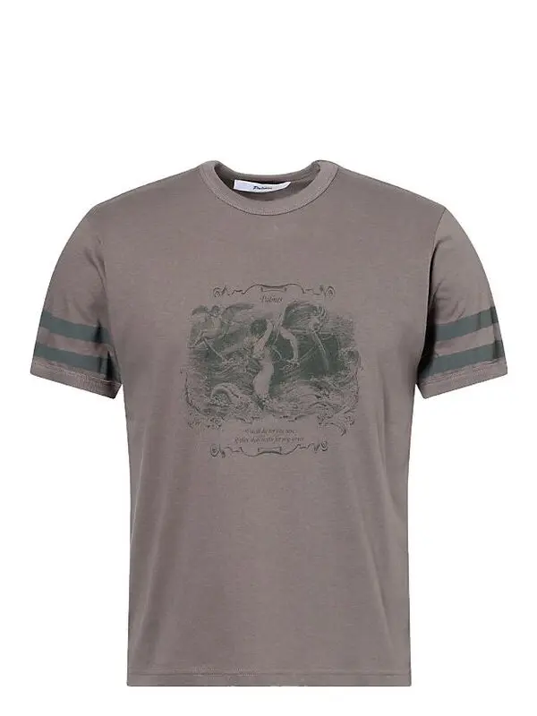 PALMES Mermaid Graphic-print Cotton T-shirt - Charcoal