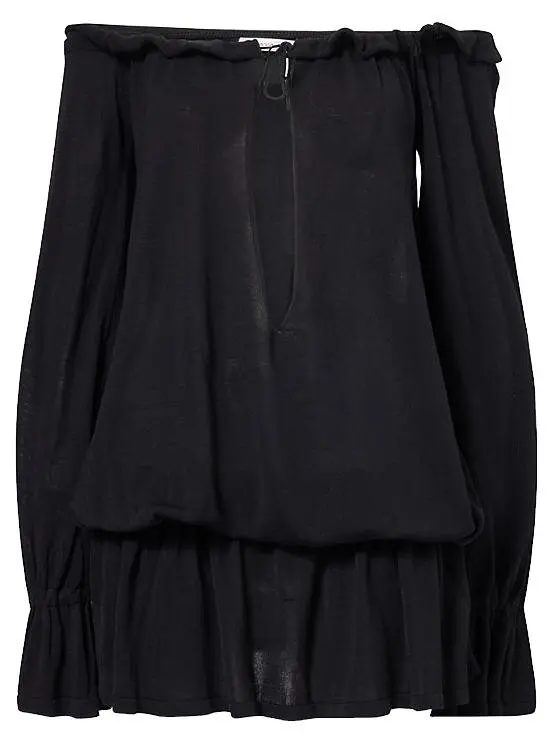 AYA MUSE Cryo Off-shoulder Woven Mini Dress - Black
