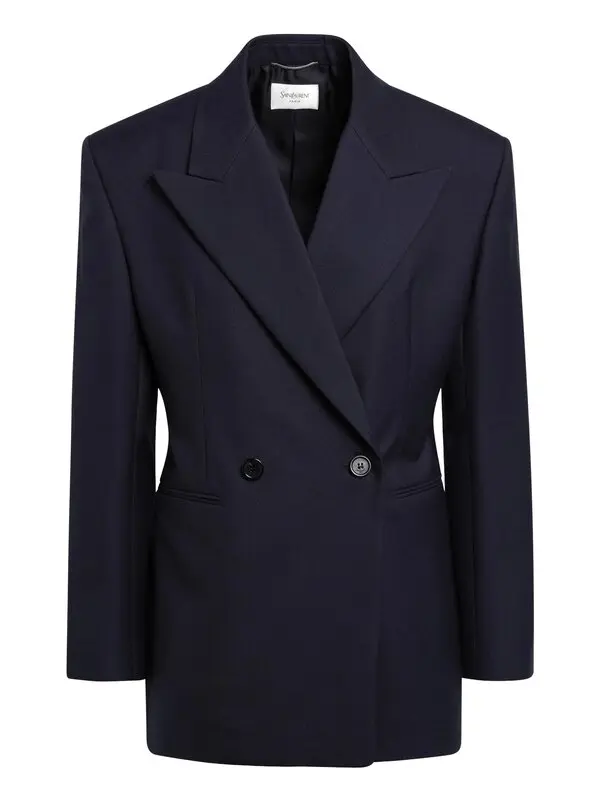 Saint Laurent Double-breasted Wool Blazer - Blue