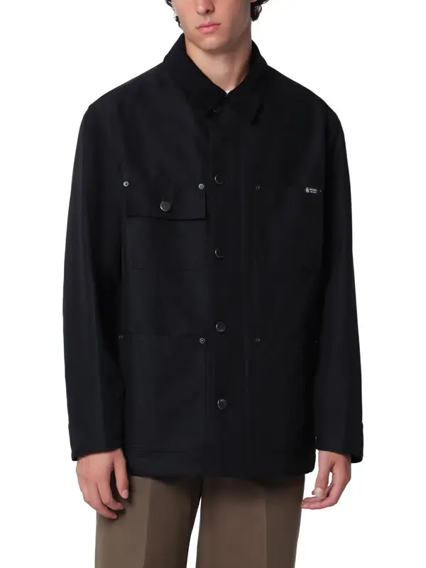 Prada Cotton Jacket With Corduroy Collar - Black
