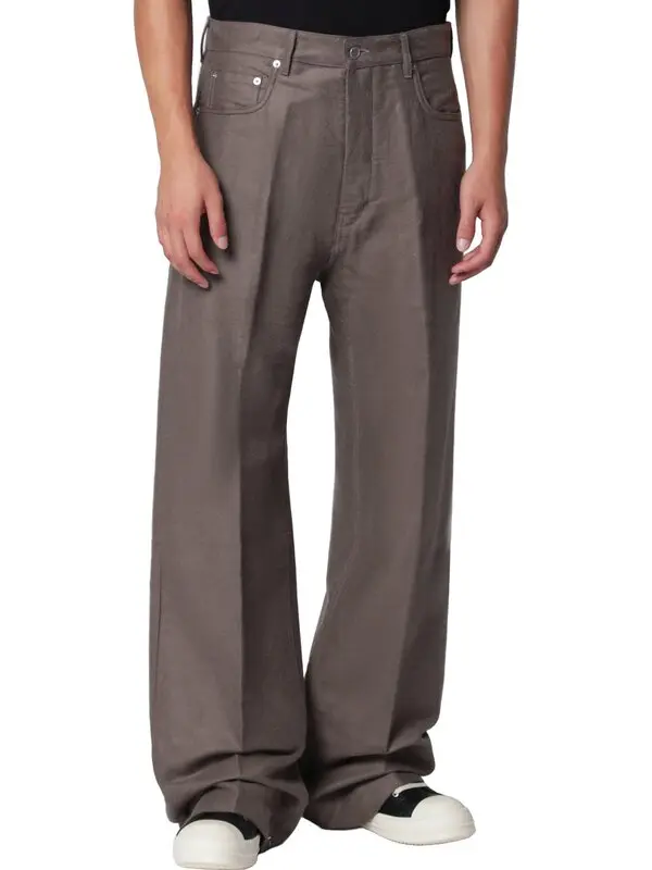 Rick Owens Taupe Cotton-blend Wide Leg Trousers - Grey