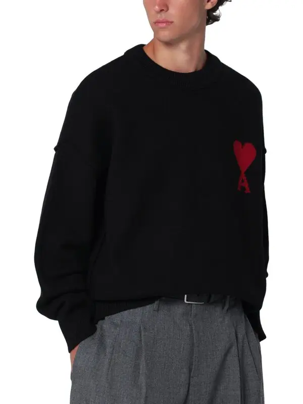 AMI Paris Wool Sweater De Coeur - Black