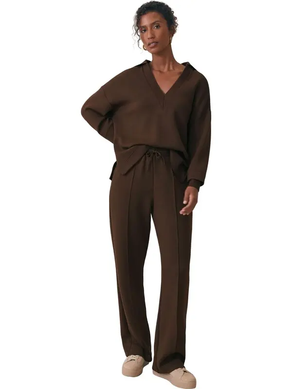 REISS Interlock Wide-leg Drawstring Joggers - Brown