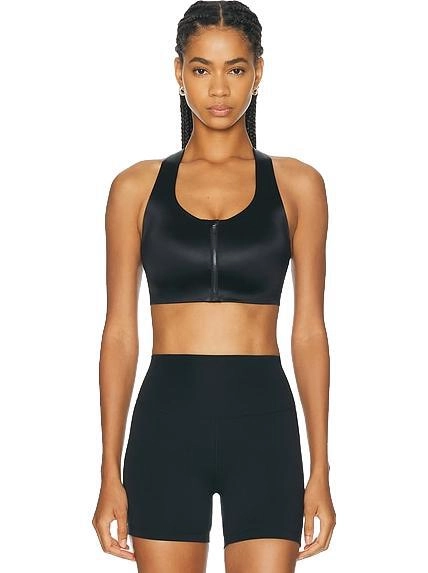NIKESKIMS Shine Racerback Zip Front Bra - Obsidian