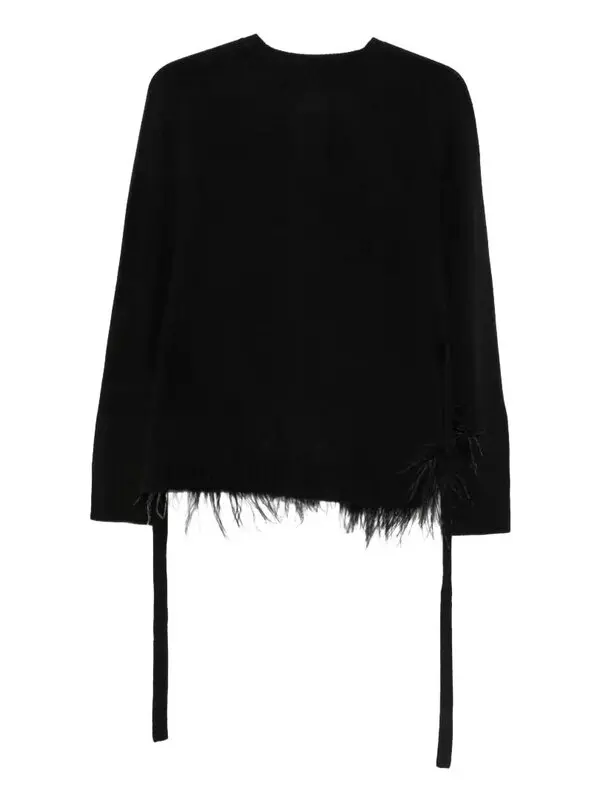 P.a.r.o.s.h Feather-trim Cardigan - Black