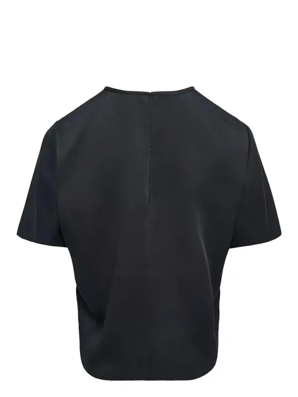 CLUB21 Round Neck Top With Ruffle Detail - Black