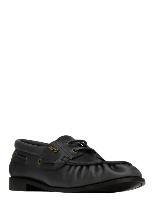 Saint Laurent Les Loafers Bateau In Smooth Leather - Black