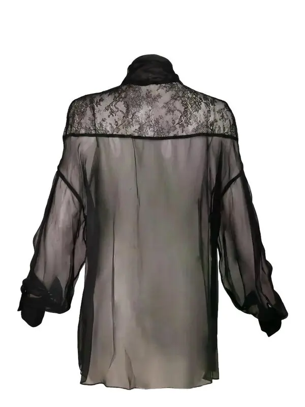 Valentino Garavani Lace-panelled Pussy-bow Shirt - Black