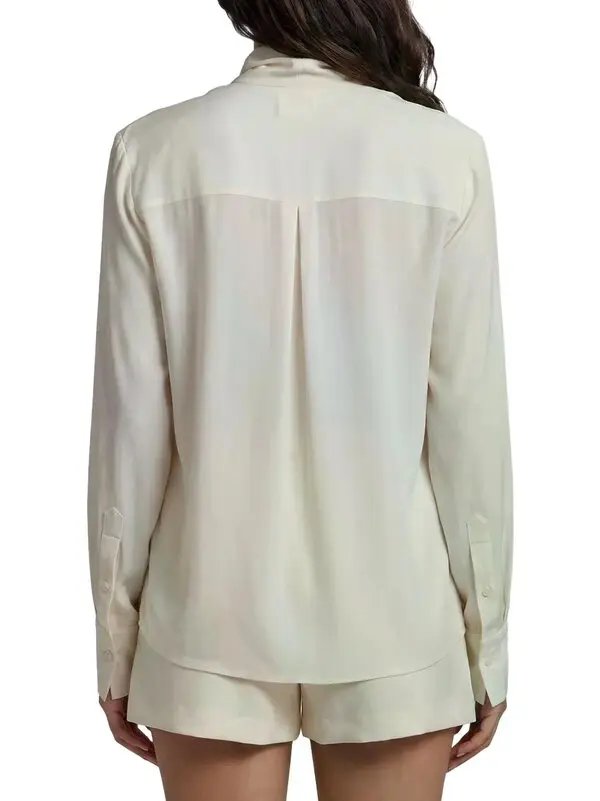 Federica Tosi V-neck Tie Neck Long Sleeve Shirt - Neutrals