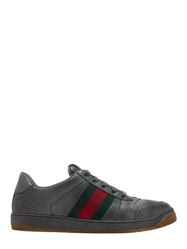 Gucci Perforated Leather Screener Sneakers - Grey