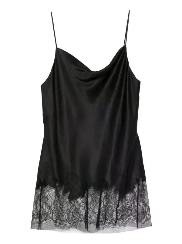 Carine Gilson Silk Lace Trim Camisole - Black