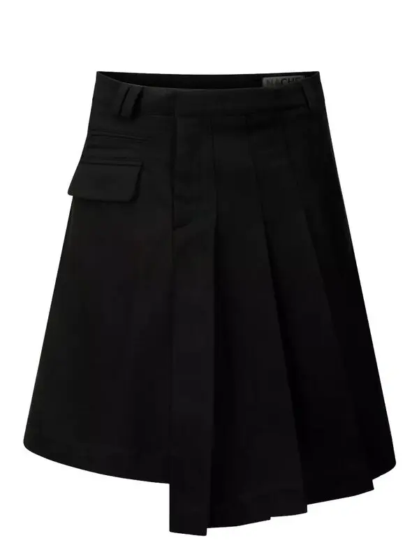 NACHE Asymmetric Pleated Mini Skirt - Black