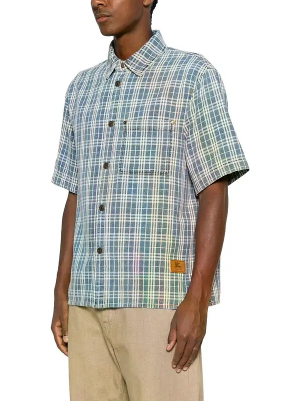 Burberry Check Short-sleeve Shirt - Blue