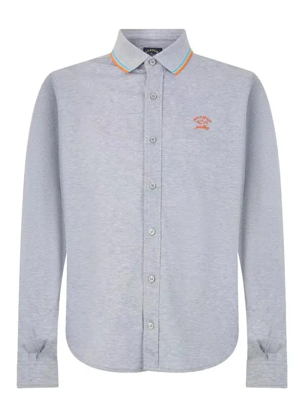 Paul & Shark Striped Cotton Polo Shirt - Grey