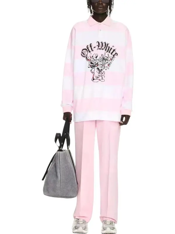 Off-White Long-sleeve Polo Shirt - Pink