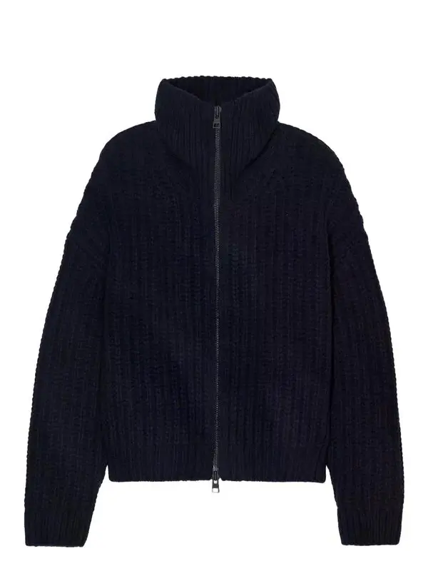 Closed Chunky Knit High-neck Zip Cardigan - Blue