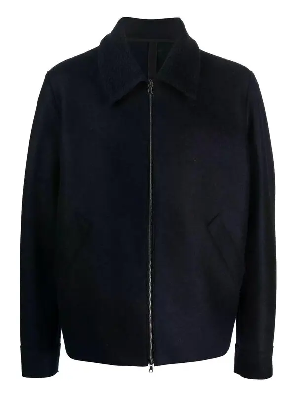 Harris Wharf London Wool Zip-up Jacket - Blue