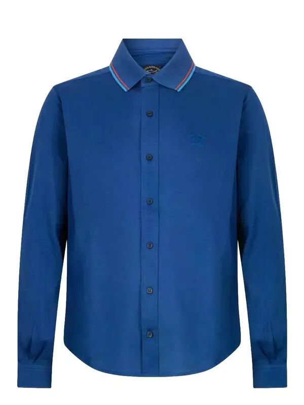 Paul & Shark Logo-embroidered Long-sleeve Polo Shirt - Blue