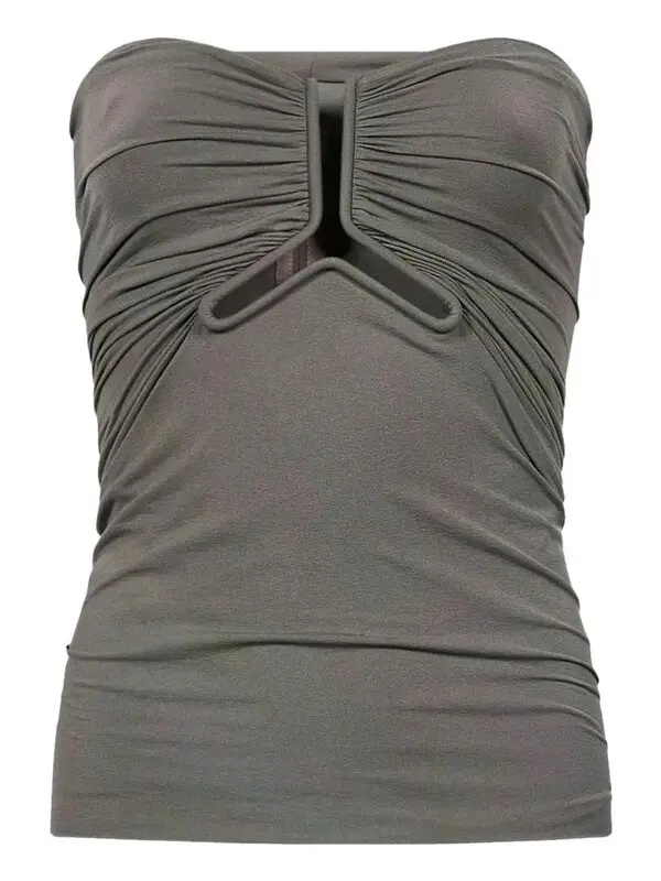Rick Owens Cut-out Ruched Top - Grey