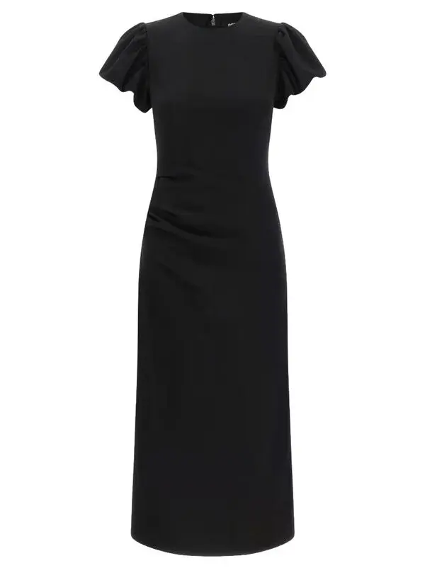 ROTATE BY BIRGER CHRISTENSEN Draped Puff-sleeve Dress - Black
