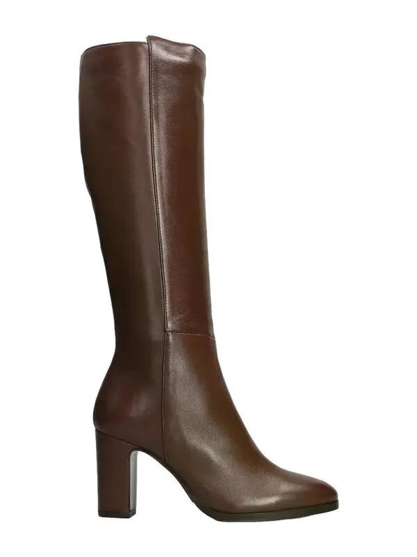 JULIE DEE Side-zip Leather Boots - Brown