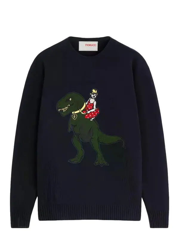 Fiorucci T-rex Patch Crew Neck Sweater - Blue