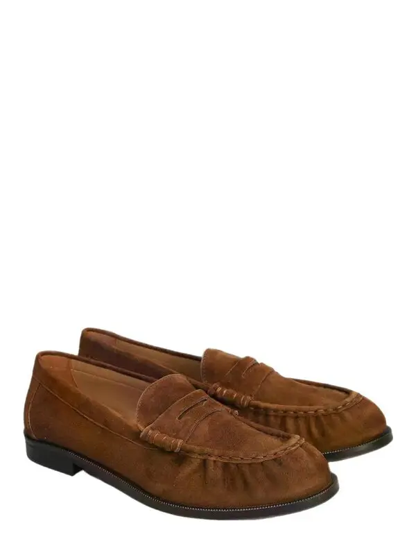 JULIE DEE Suede Penny Loafers - Brown