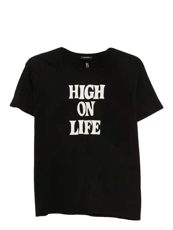 R13 Slogan Print T-shirt - Black