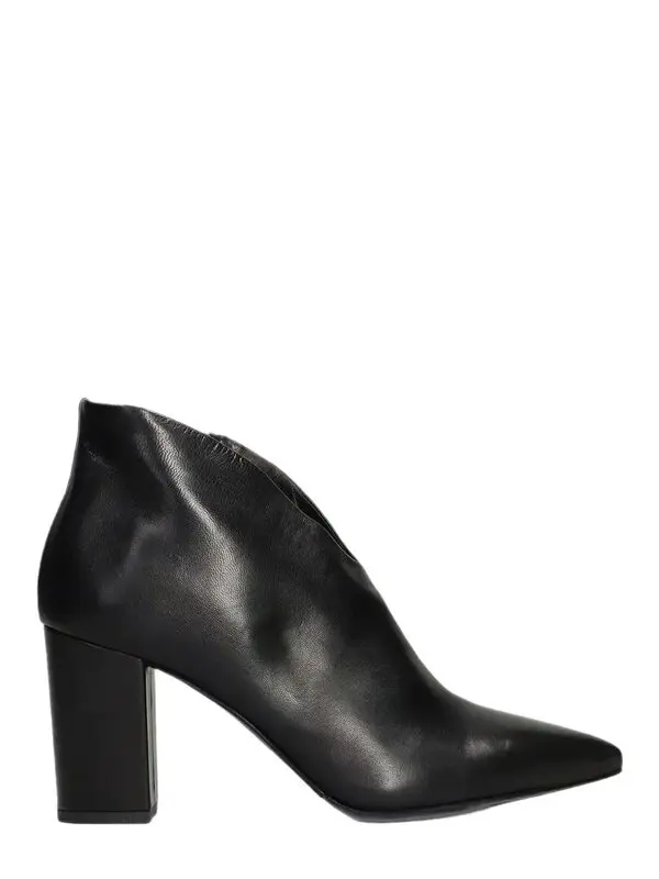 THE SELLER Pointed-toe V-cut Ankle Boots With High Block Heel - Black
