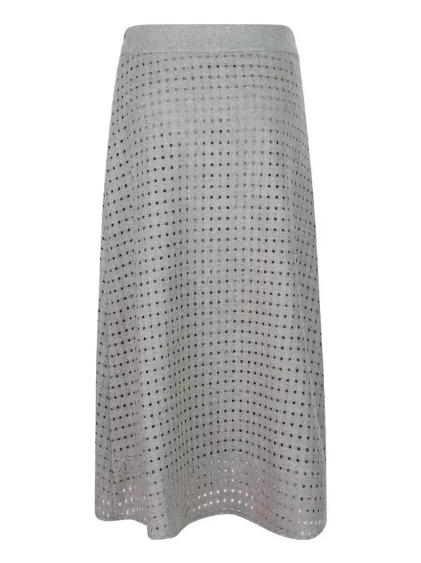 Peserico Perforated A-line Midi Skirt - Grey
