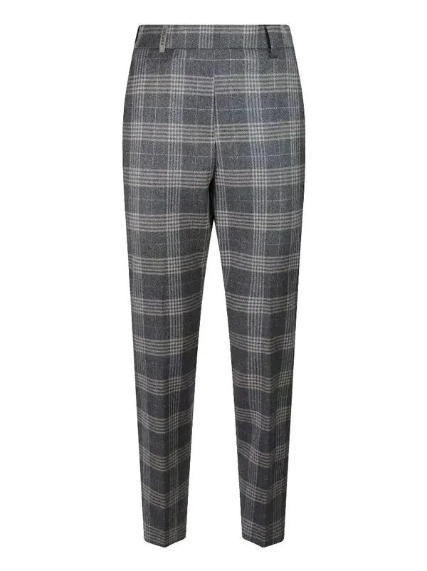 Peserico Check-pattern Tapered Trousers - Grey