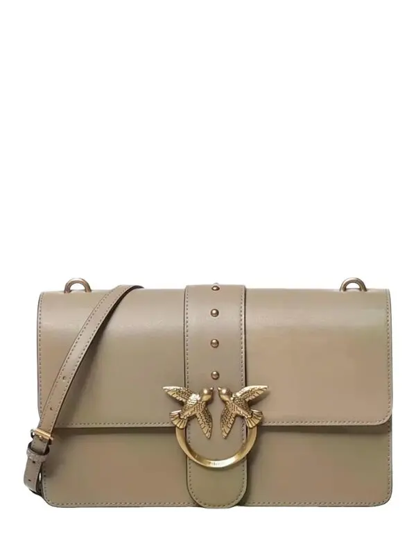 Pinko Love Birds Studded Shoulder Bag - Neutrals