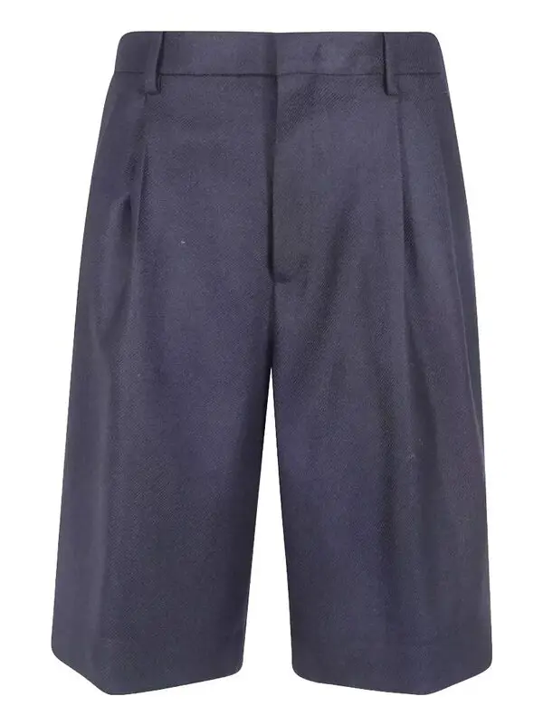 Tagliatore Pleated Wool Shorts - Blue