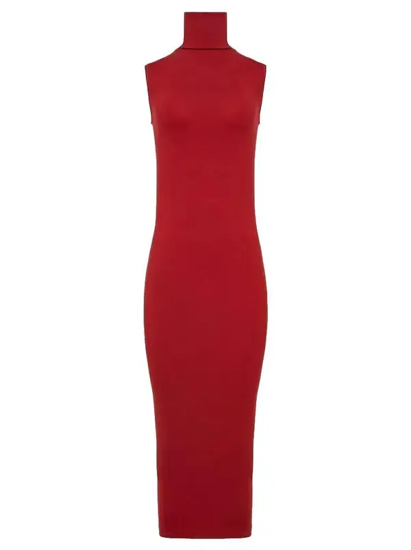 Wolford Seamless Turtleneck Midi Dress - Red